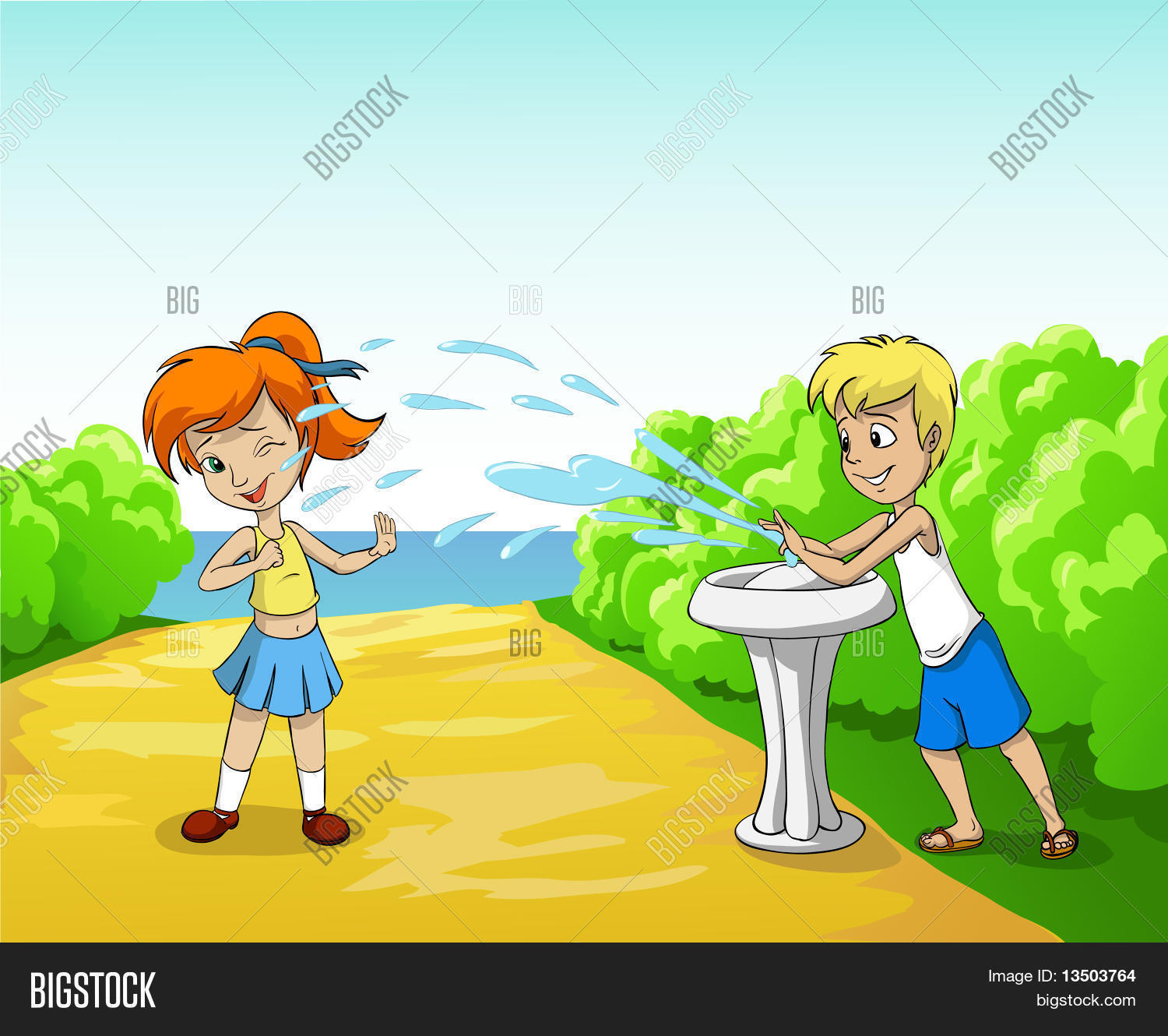 Kids Play Water Vector & Photo (Free Trial) | Bigstock