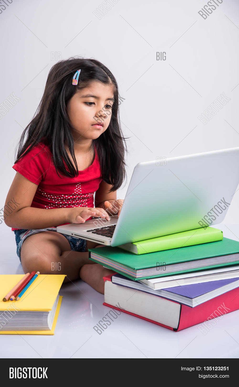Cute Little Indian Girl Studying On Image & Photo | Bigstock