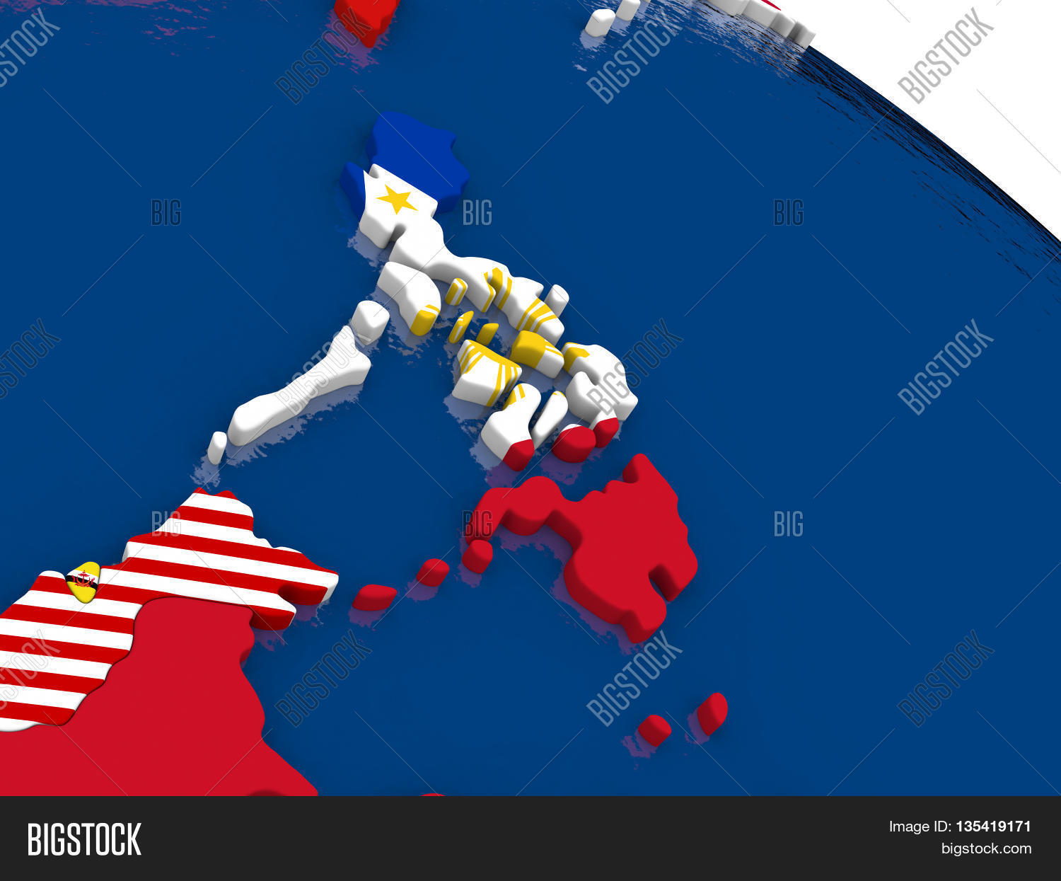 Philippines On 3D Map Image & Photo (Free Trial) | Bigstock