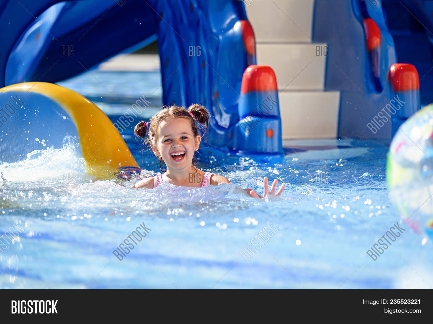 Girl Sliding Pool Image & Photo (Free Trial) | Bigstock