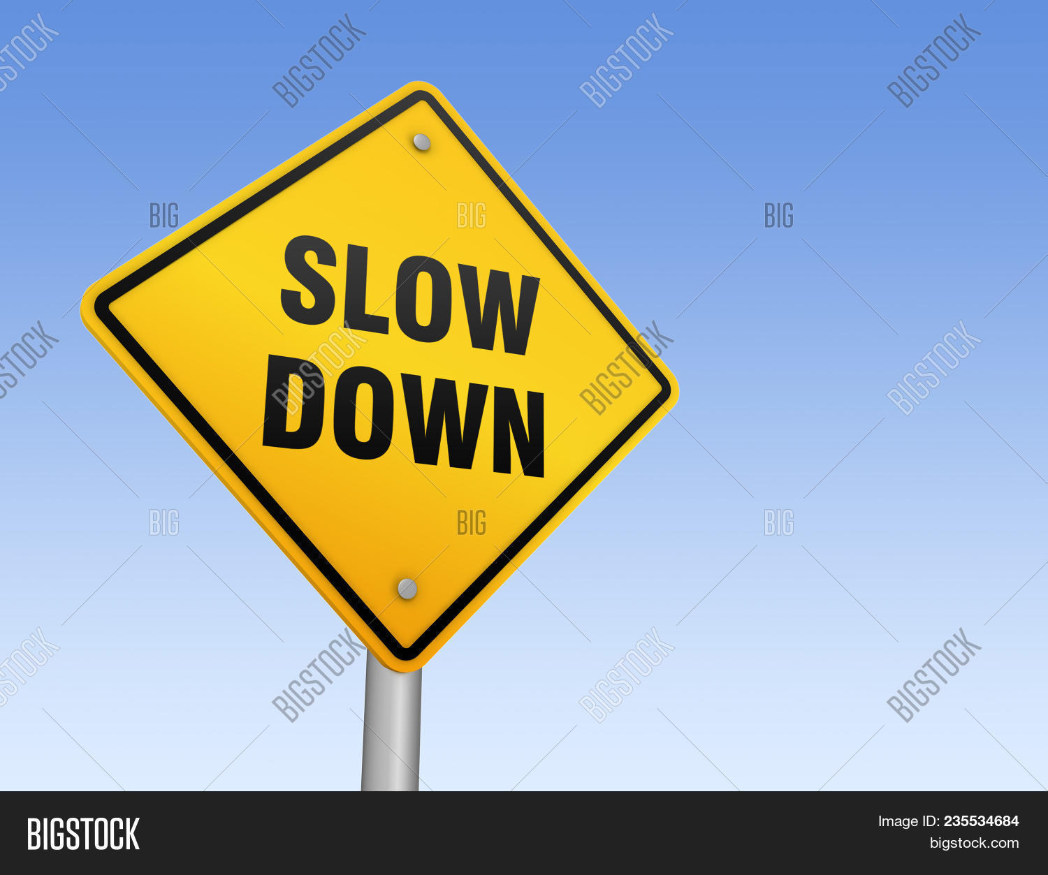 Slow Down Road Sign 3d Image & Photo (Free Trial) | Bigstock