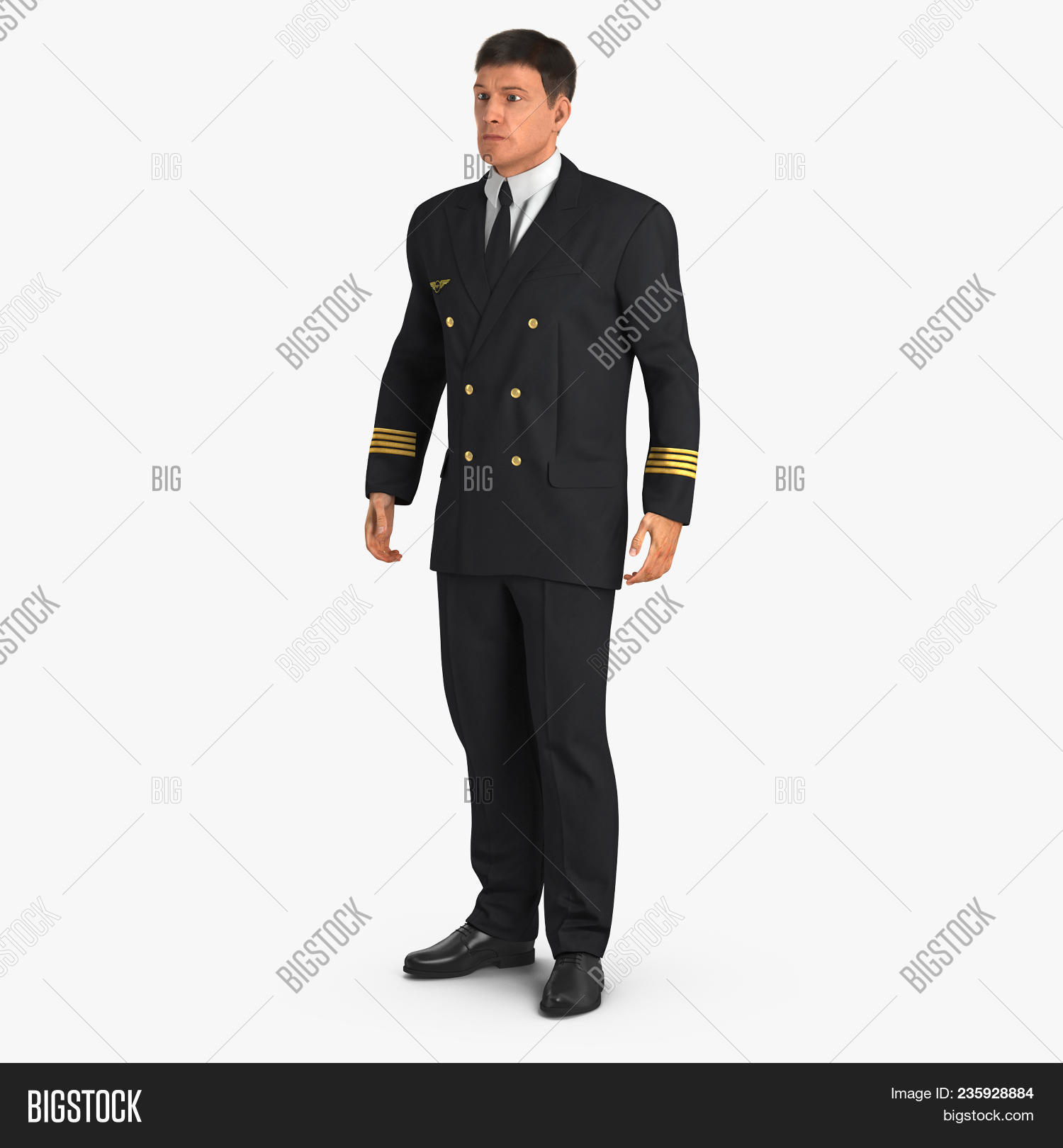 Airline Pilot On White Image & Photo (Free Trial) | Bigstock
