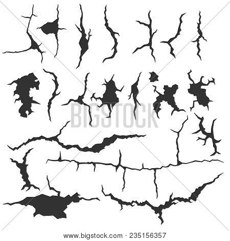 Set Dark Wall Cracks Vector & Photo (Free Trial) | Bigstock