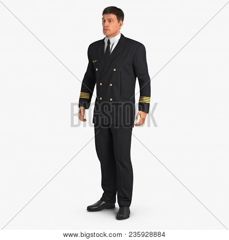 Airline Pilot On White Image & Photo (Free Trial) | Bigstock