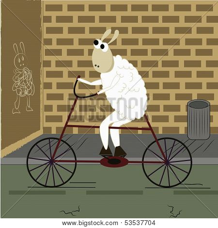 Happy Sheep Bicycle Vector & Photo (Free Trial) | Bigstock