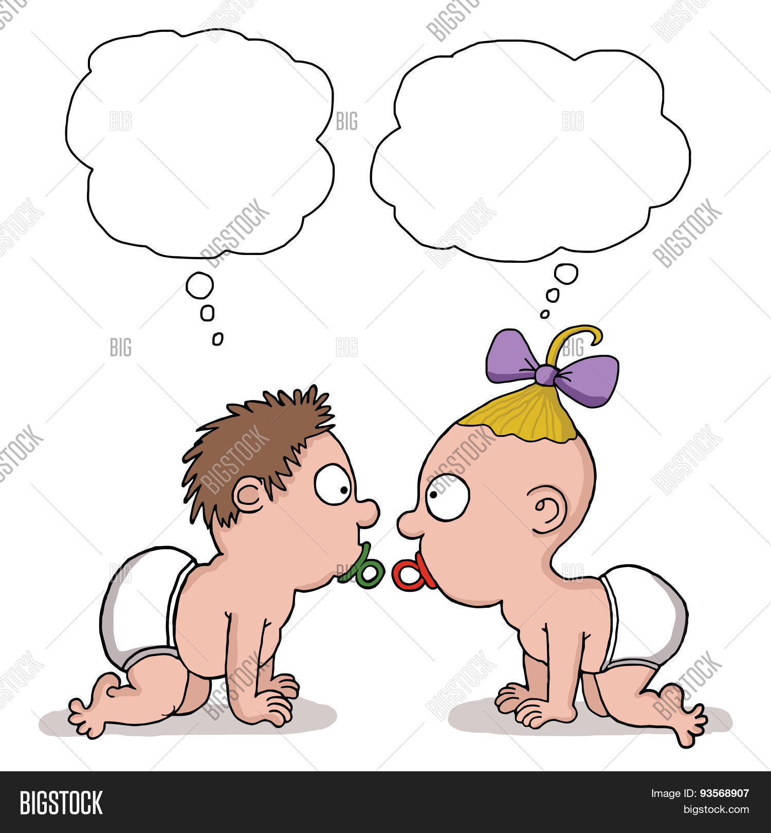Cartoon Two Babies Vector & Photo (Free Trial) | Bigstock