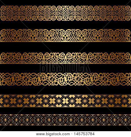 Set Gold Borders On Vector & Photo (Free Trial) | Bigstock