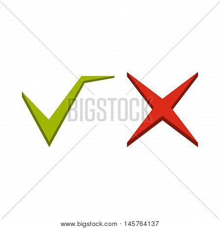 Tick Cross Icon Flat Vector & Photo (Free Trial) | Bigstock