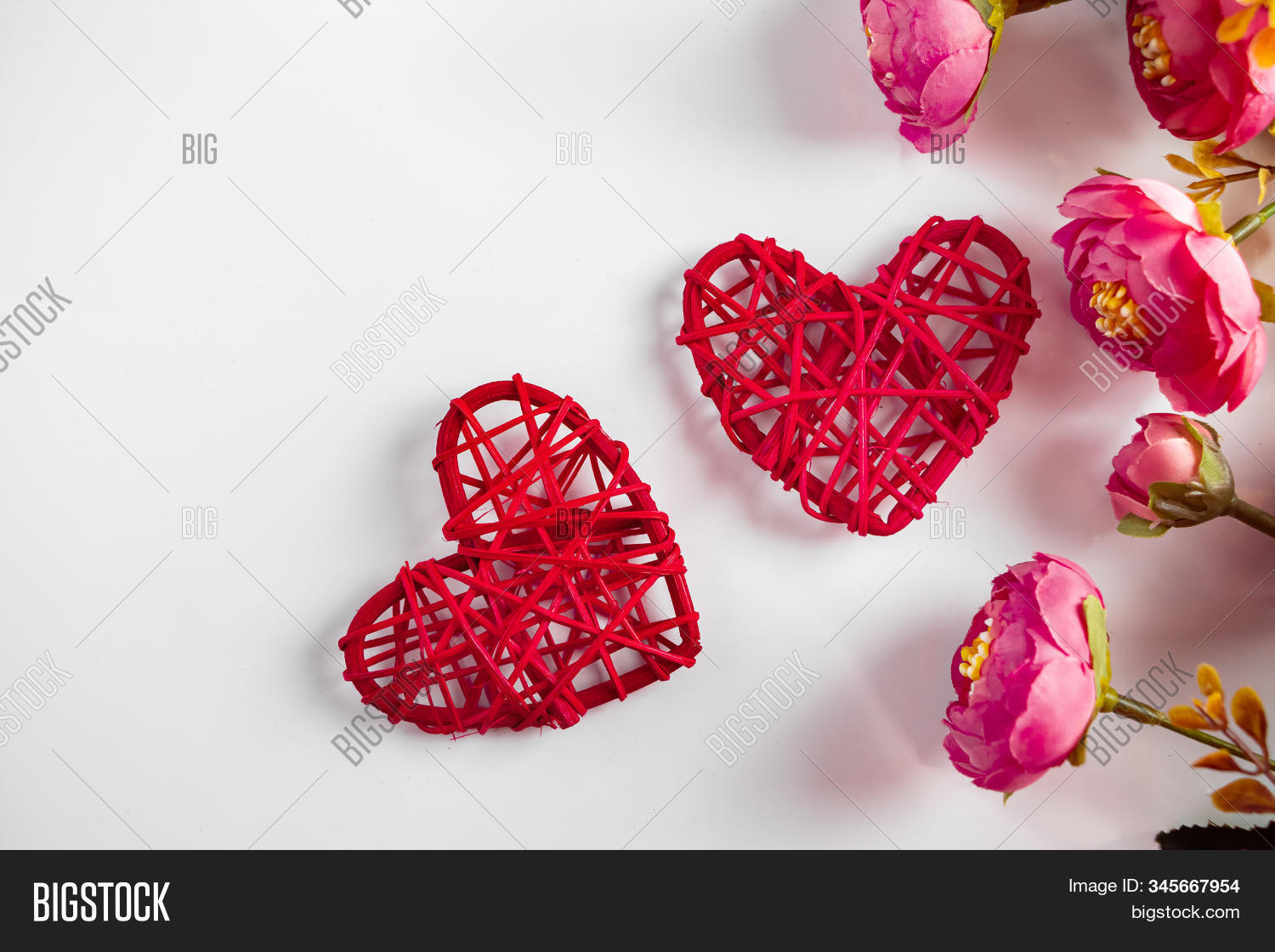 Flowers Red Hearts On Image & Photo (Free Trial) | Bigstock