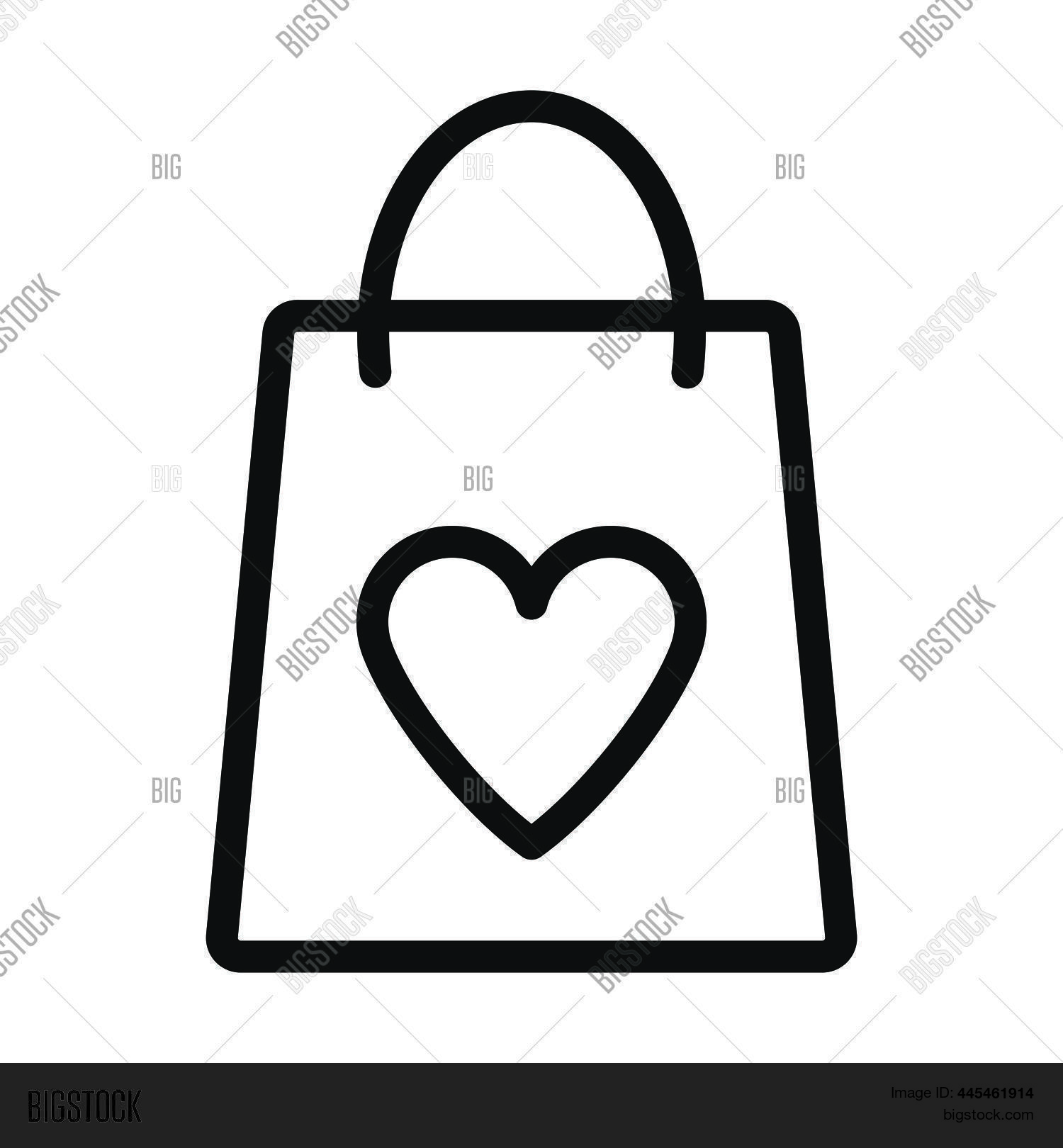 Shopping Bag Heart Vector & Photo (Free Trial) | Bigstock