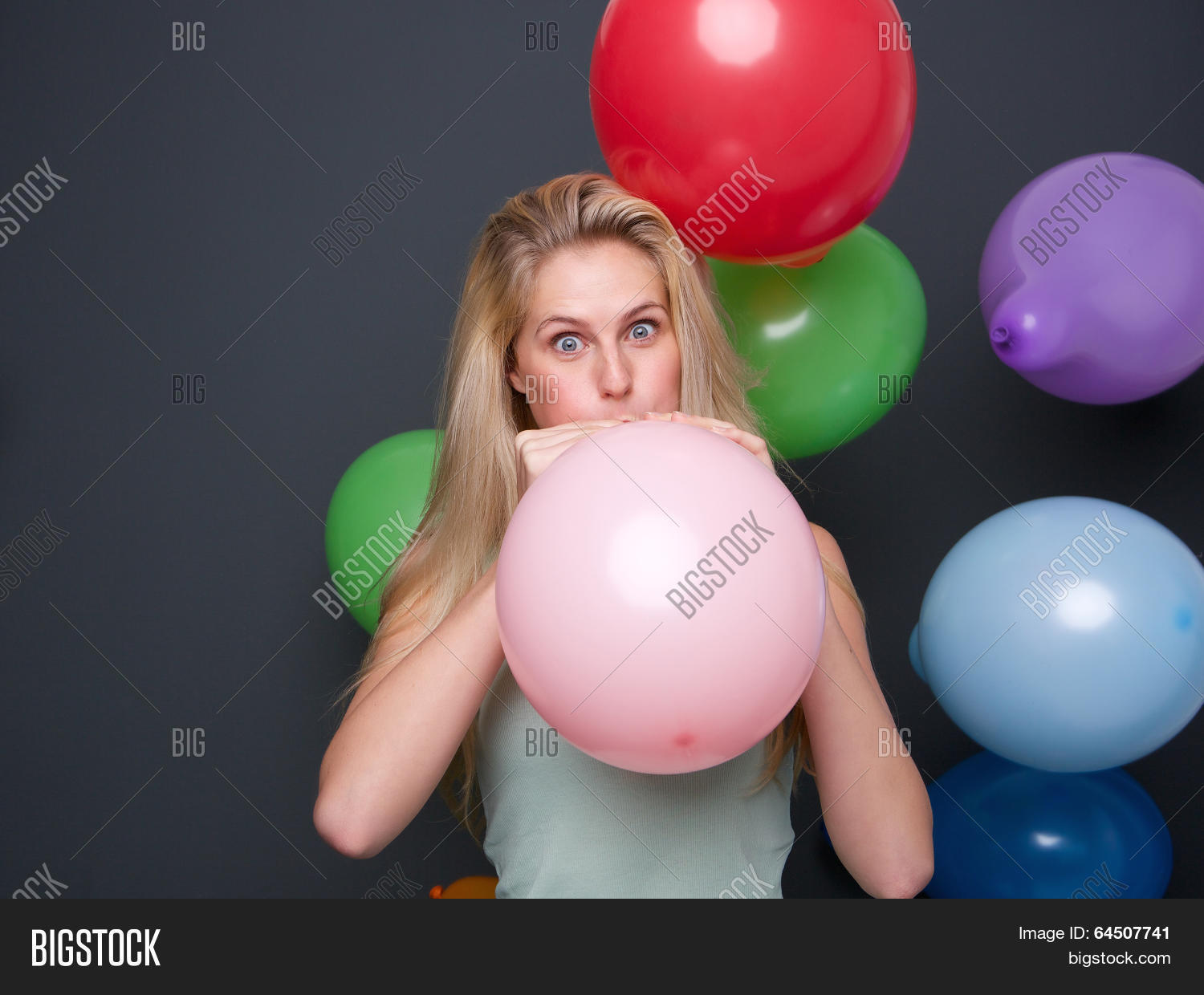 Blond Woman Inflating Image & Photo (Free Trial) | Bigstock