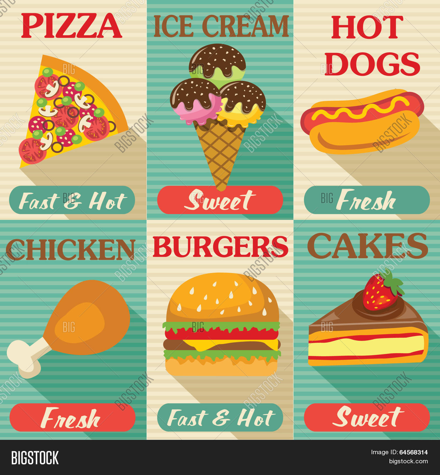 Fast Food Posters Set Vector & Photo (Free Trial) | Bigstock