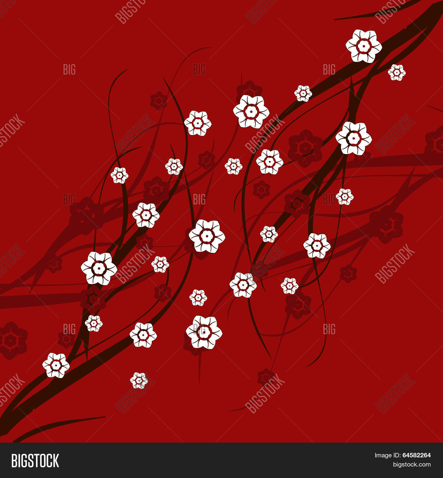 Red Japanese Flower Vector & Photo (Free Trial) | Bigstock