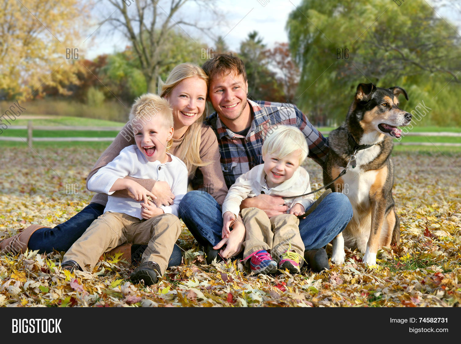 Happy Family With Dog Images