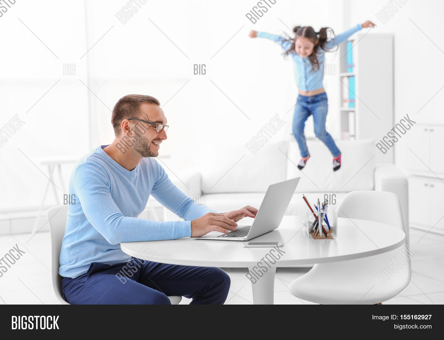 Father Working While Image & Photo (Free Trial) | Bigstock