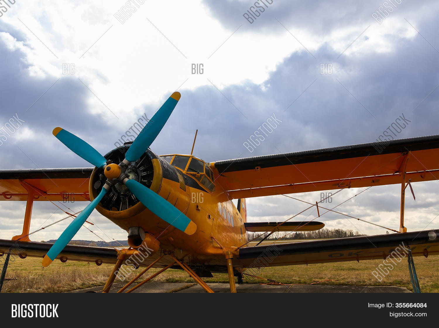 Yellow Biplane Front Image & Photo (Free Trial) | Bigstock