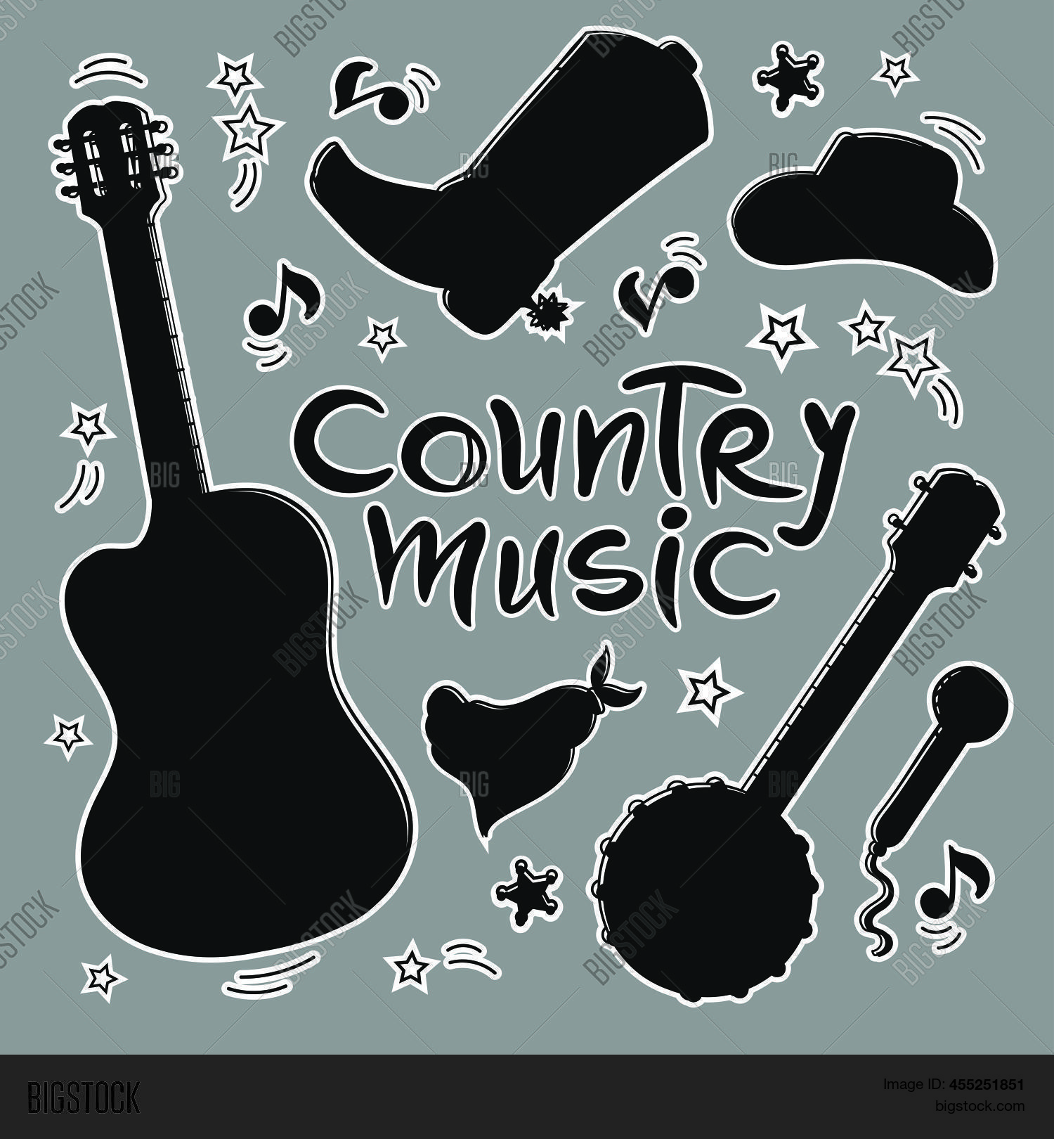 Country Music Symbols Vector & Photo (Free Trial) | Bigstock