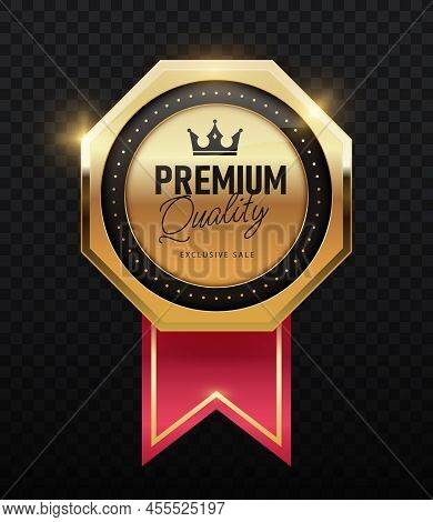 Luxury Golden Badges. Quality Assurance, Cups And Trophies. Achievement ...