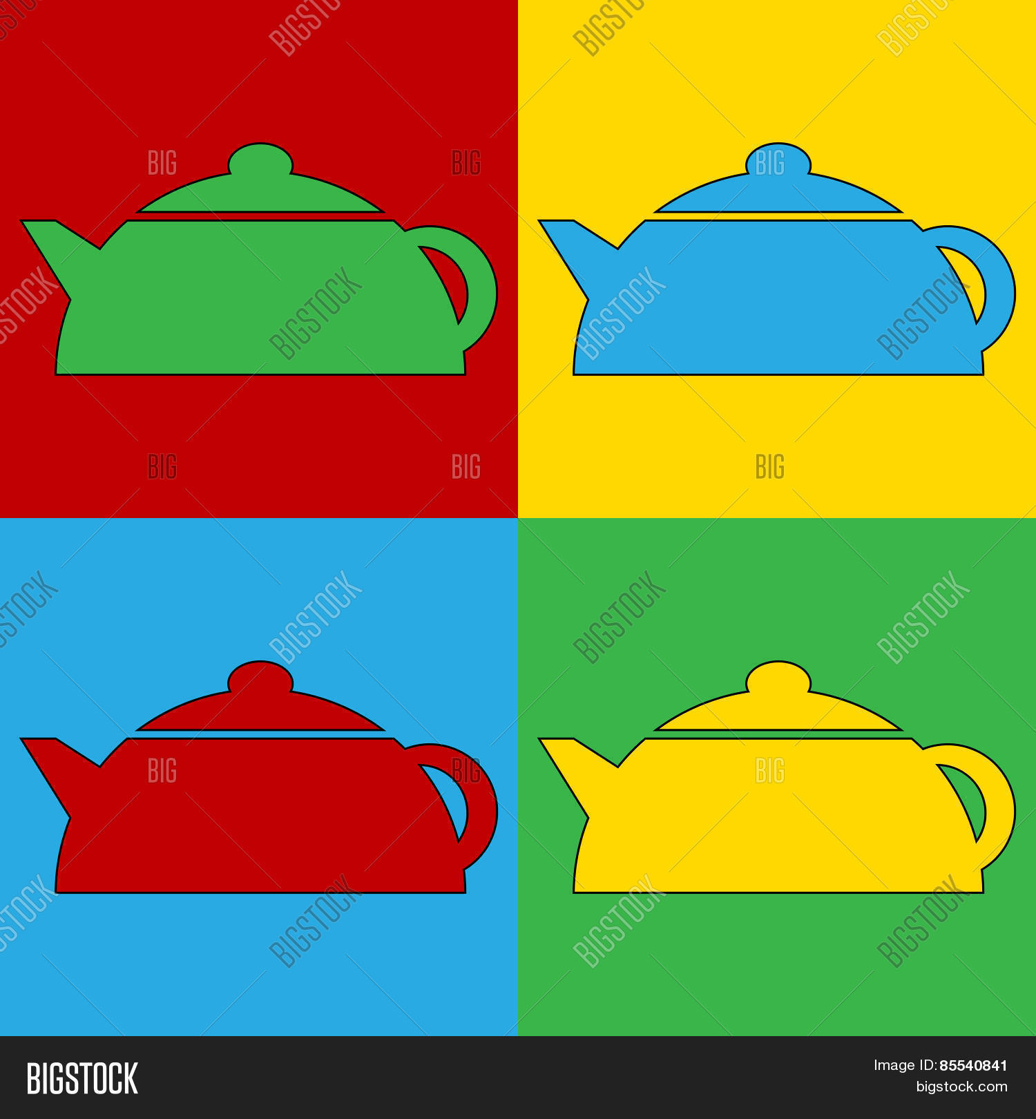 Pop Art Kettle Symbol Vector & Photo (Free Trial) | Bigstock