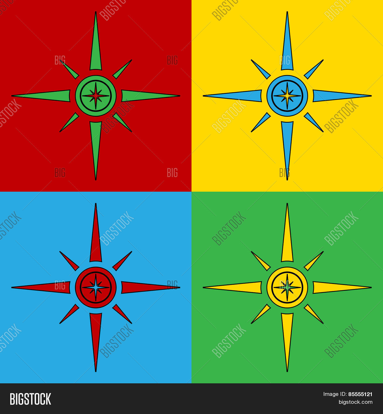 Pop Art Compass Vector & Photo (Free Trial) | Bigstock