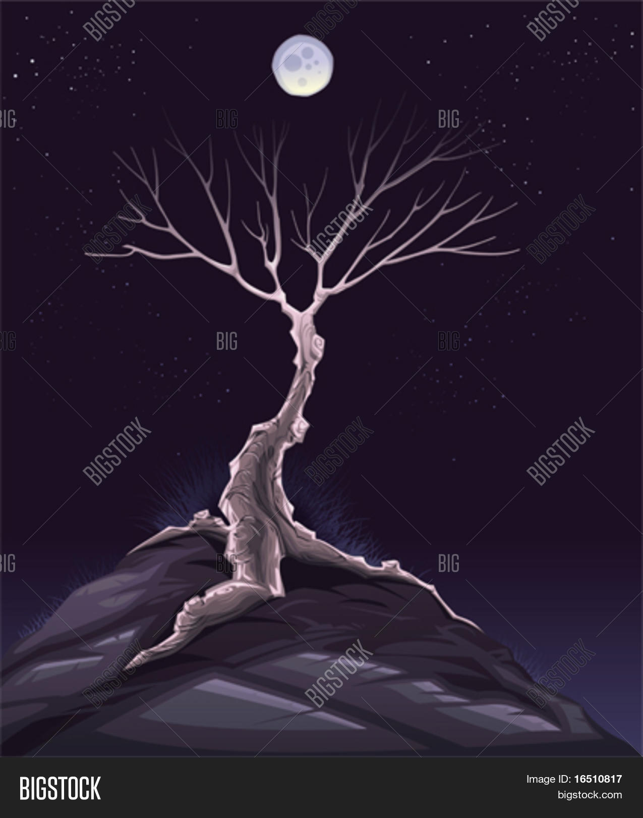 Landscape Tree Night Vector & Photo (Free Trial) | Bigstock