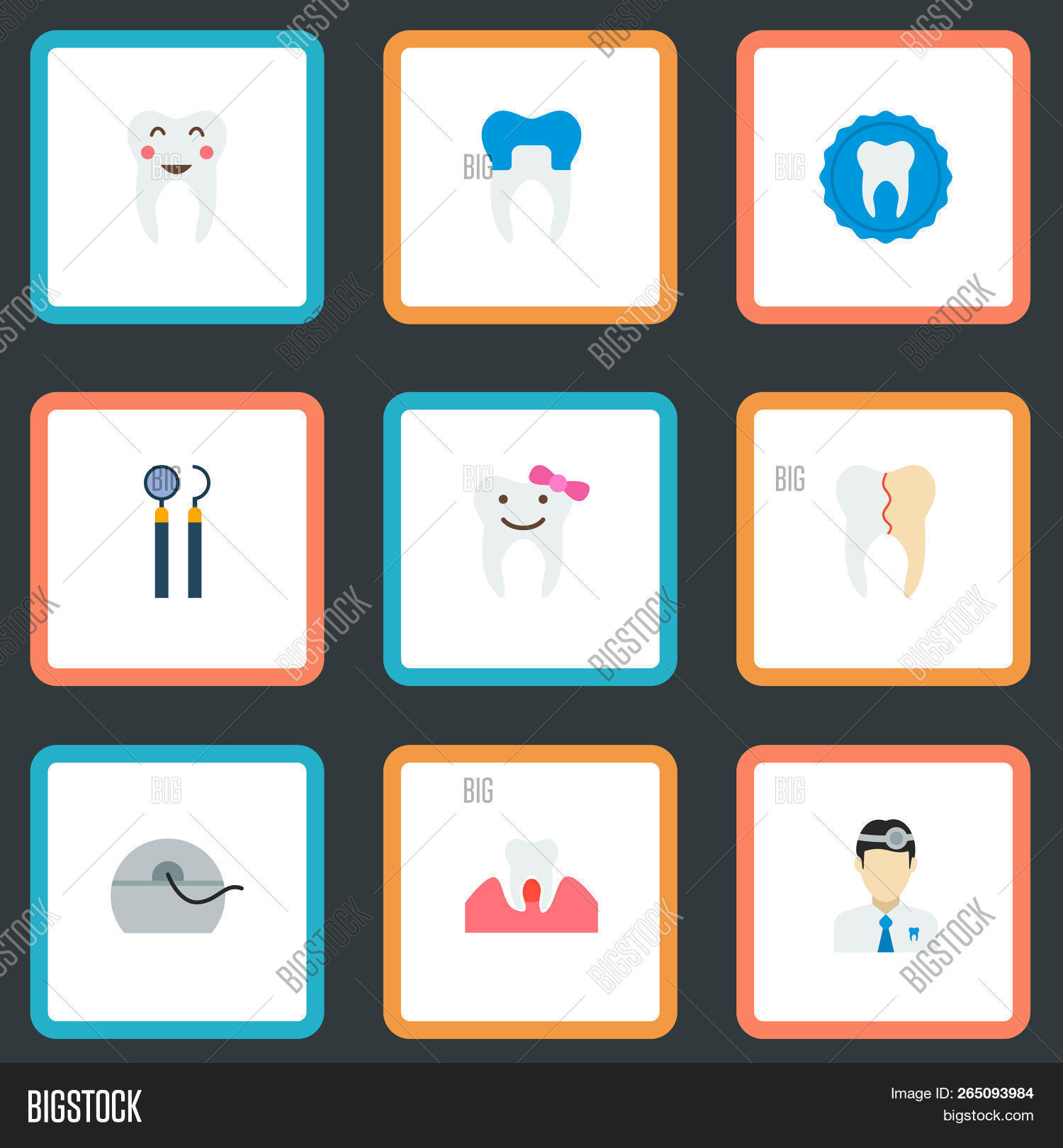 Set Tooth Icons Flat Image & Photo (Free Trial) | Bigstock
