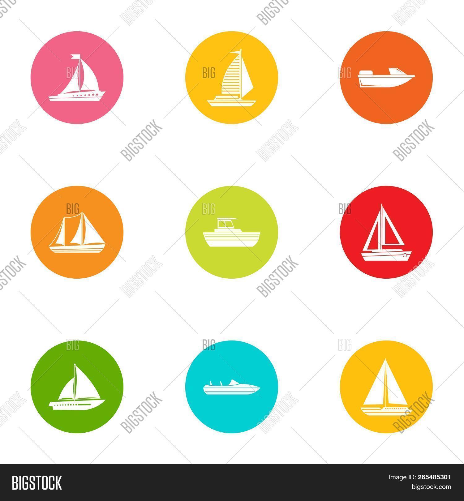 Dinghy Icons Set. Flat Image & Photo (Free Trial) | Bigstock