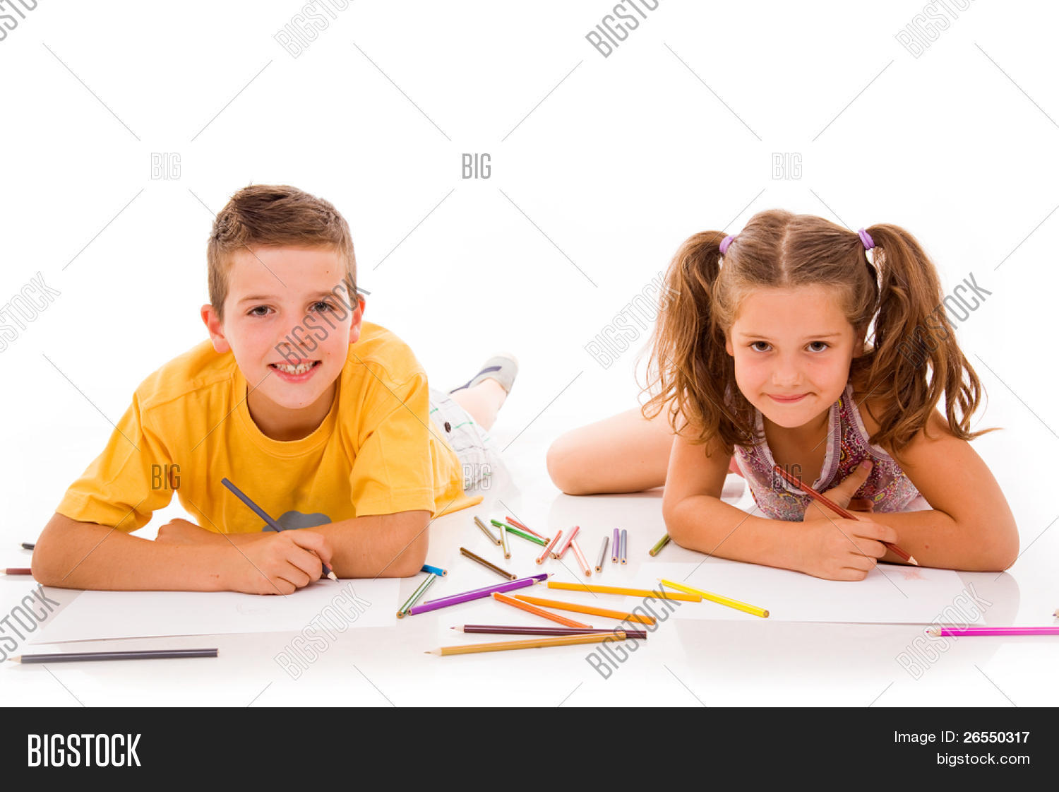 Two Children Draw Image & Photo (Free Trial) | Bigstock