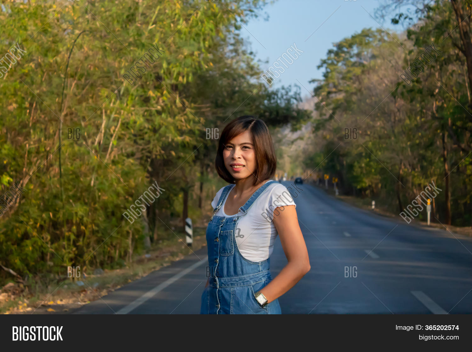 Woman Standing On Road Image & Photo (Free Trial) | Bigstock