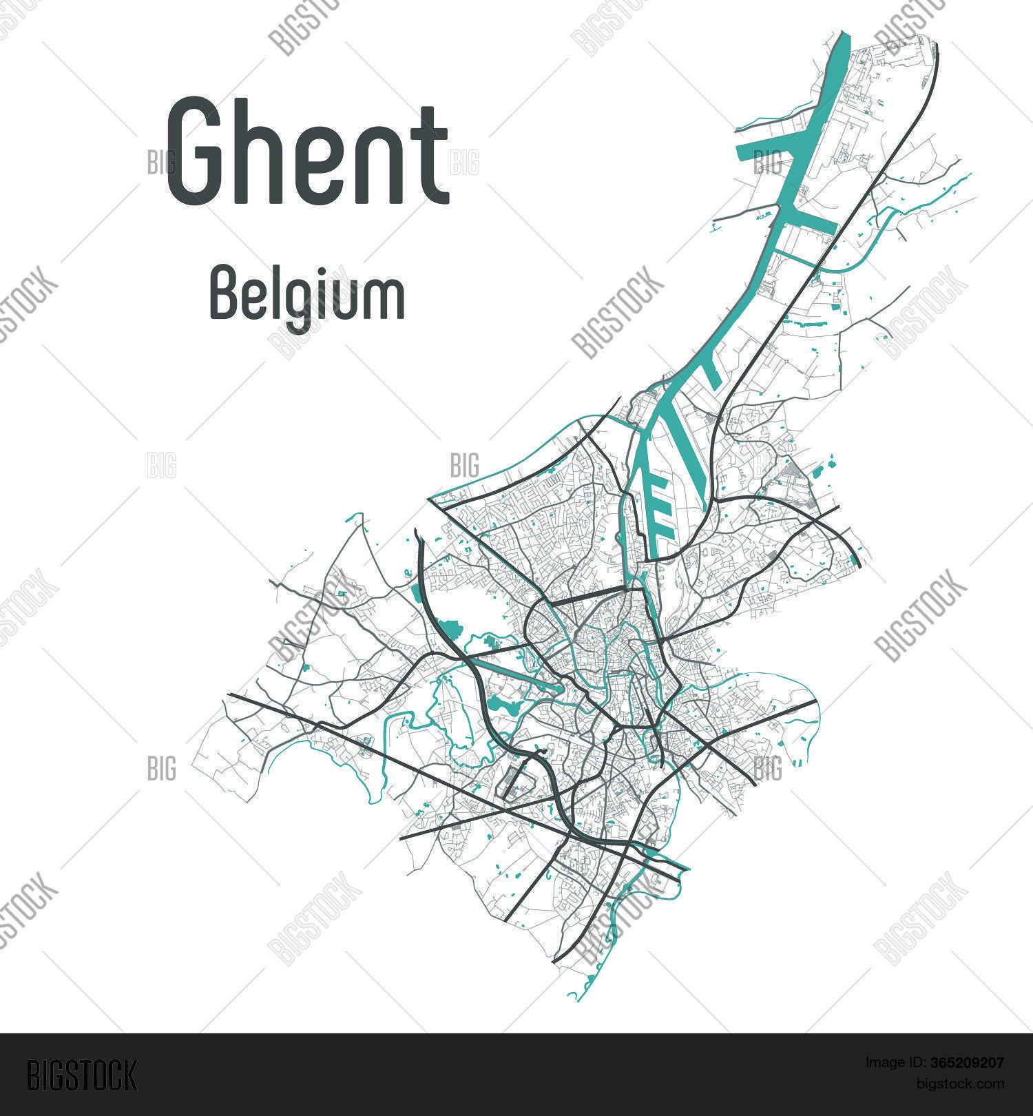 Ghent Gent Gand Map Vector & Photo (Free Trial) | Bigstock