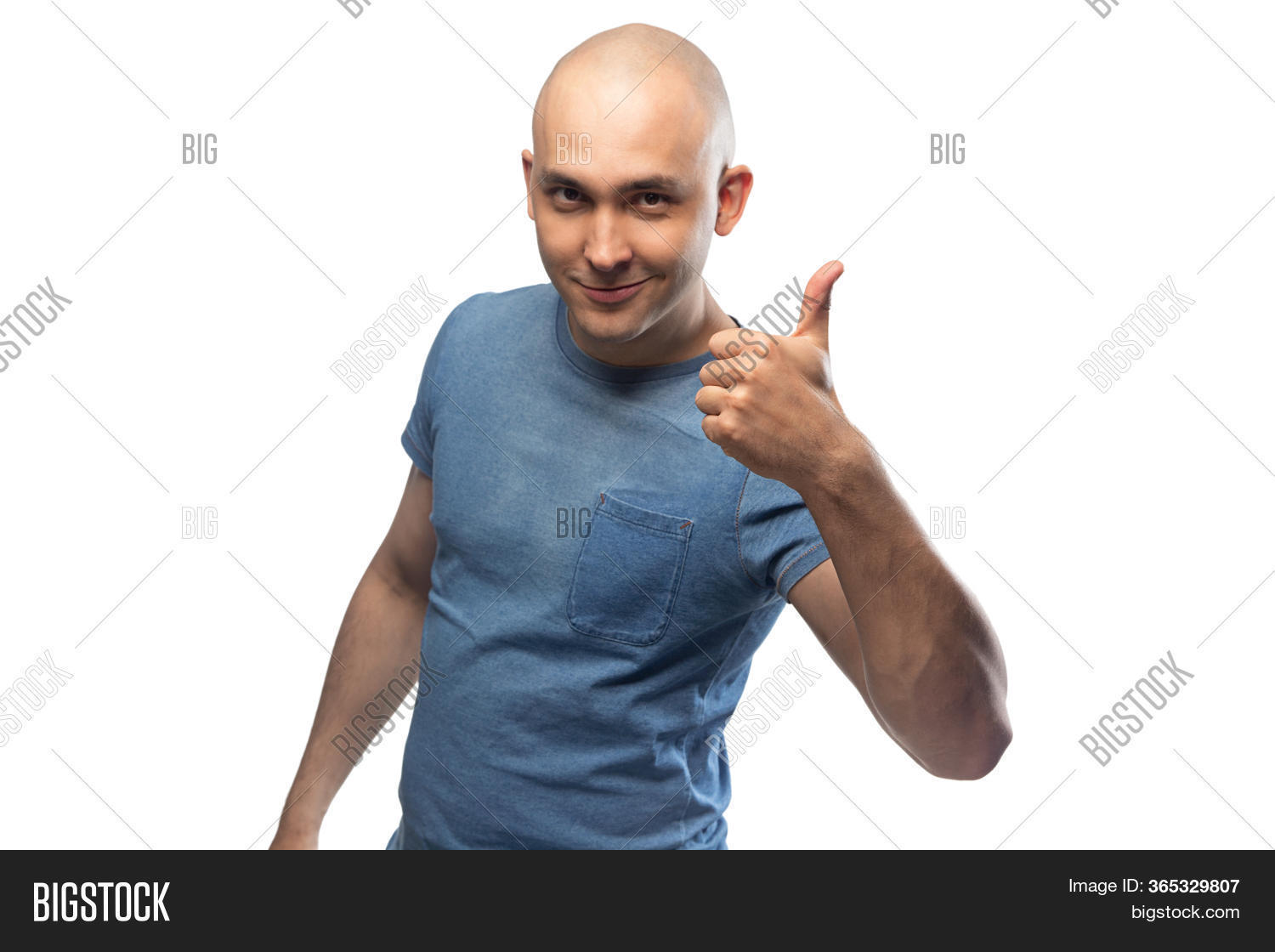 Young Bald Man Blue T- Image & Photo (Free Trial) | Bigstock