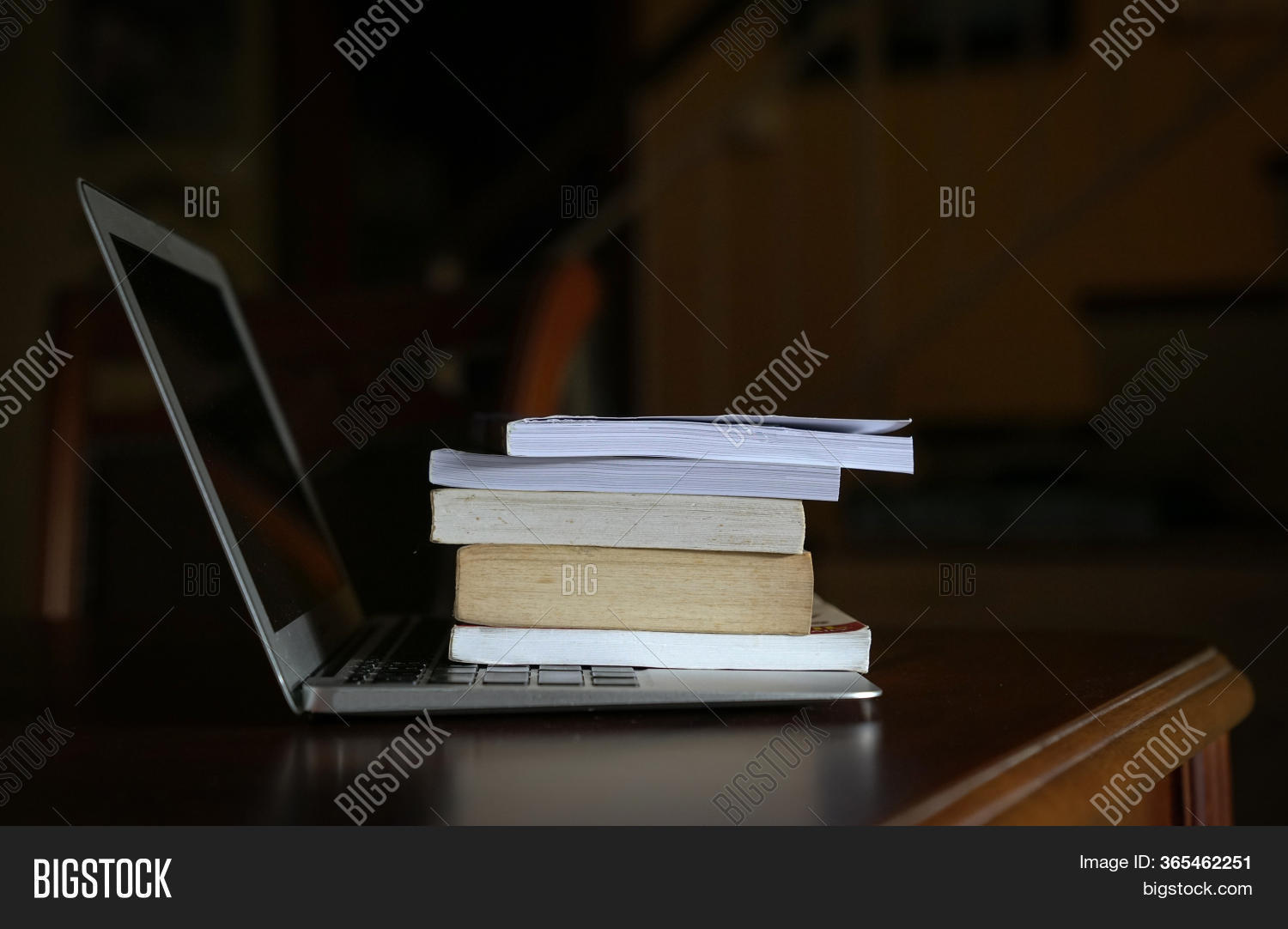 Books On Top Computer Image & Photo (Free Trial) | Bigstock