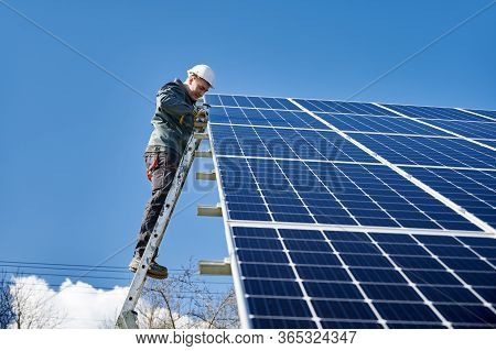 Electrician On Ladder Image & Photo (Free Trial) | Bigstock