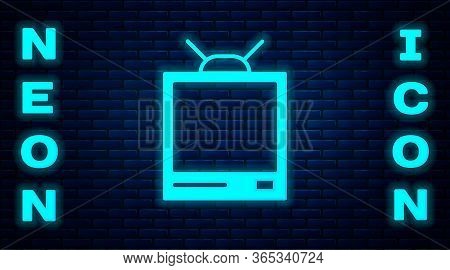 Glowing Neon Retro Tv Vector & Photo (Free Trial) | Bigstock
