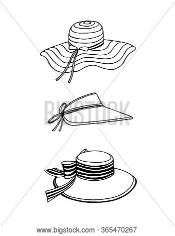 Set Summer Straw Hats Vector & Photo (Free Trial) | Bigstock