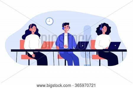 Smiling Call Center Vector & Photo (Free Trial) | Bigstock