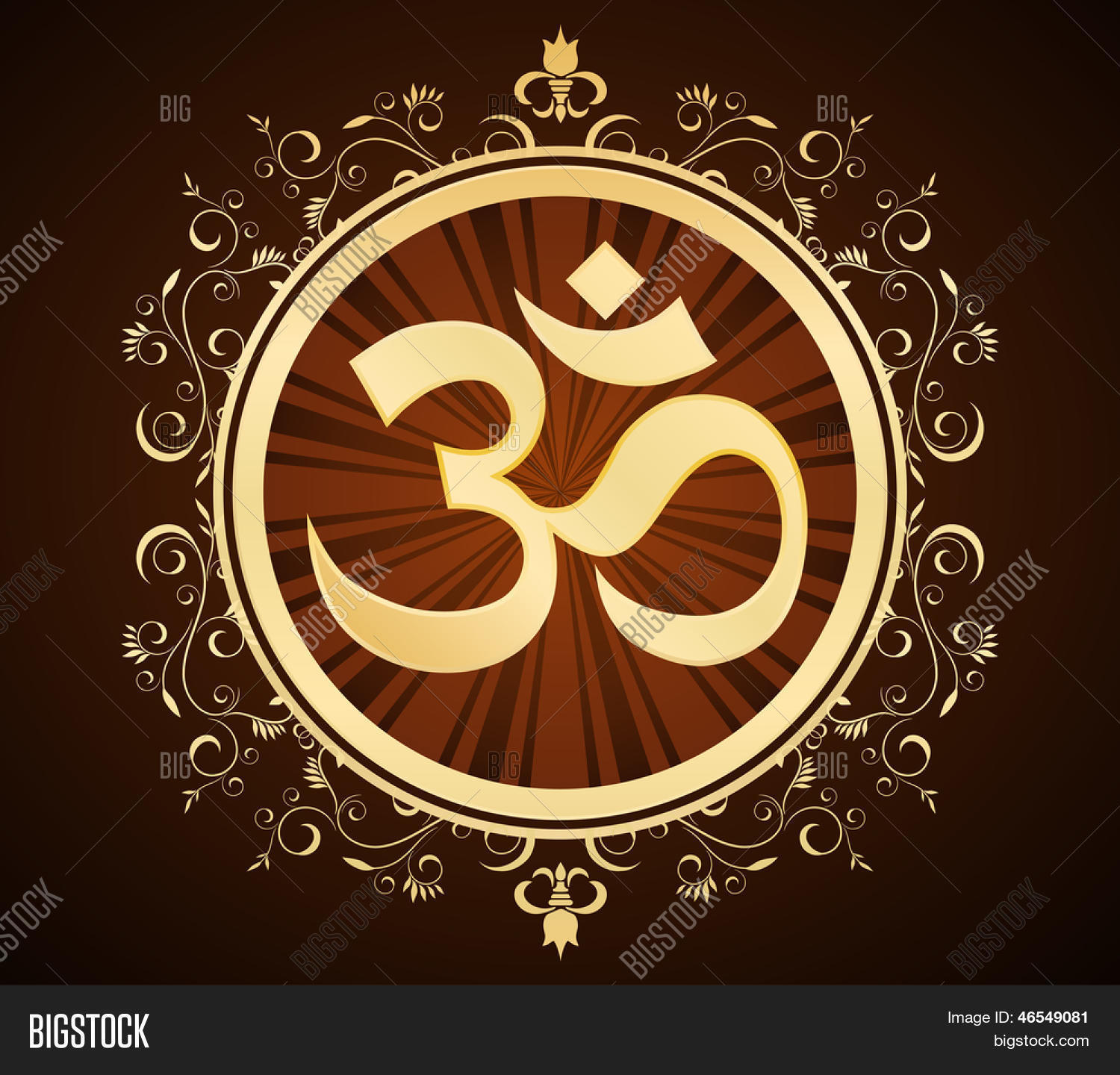 Om Symbol Golden Frame Image & Photo (Free Trial) | Bigstock