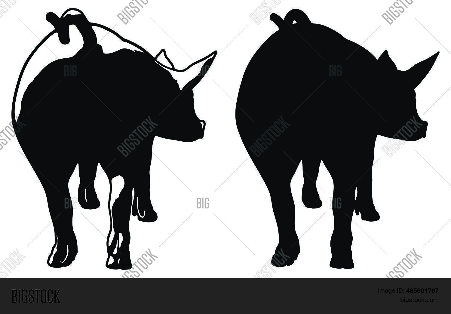 Pig Back View Farm Vector & Photo (Free Trial) | Bigstock