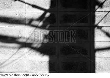 High Voltage Pole Shadow On Concrete Wall. - Stock Image - Everypixel