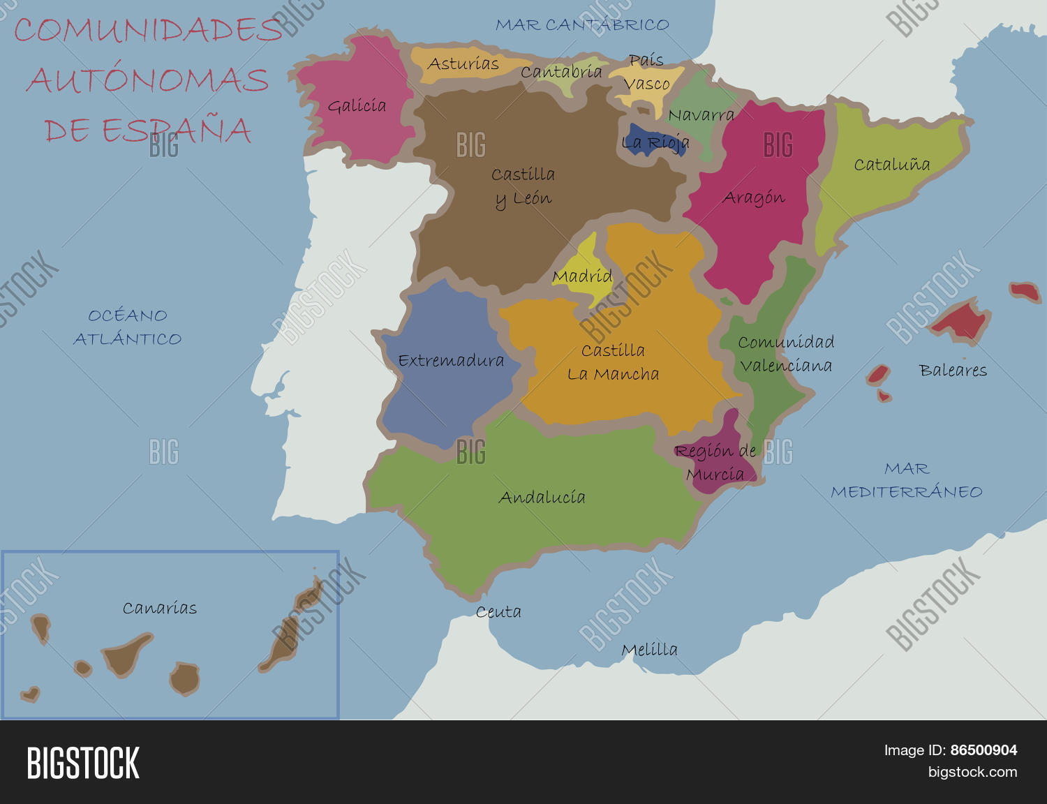 Political Map Spain Vector & Photo (Free Trial) | Bigstock