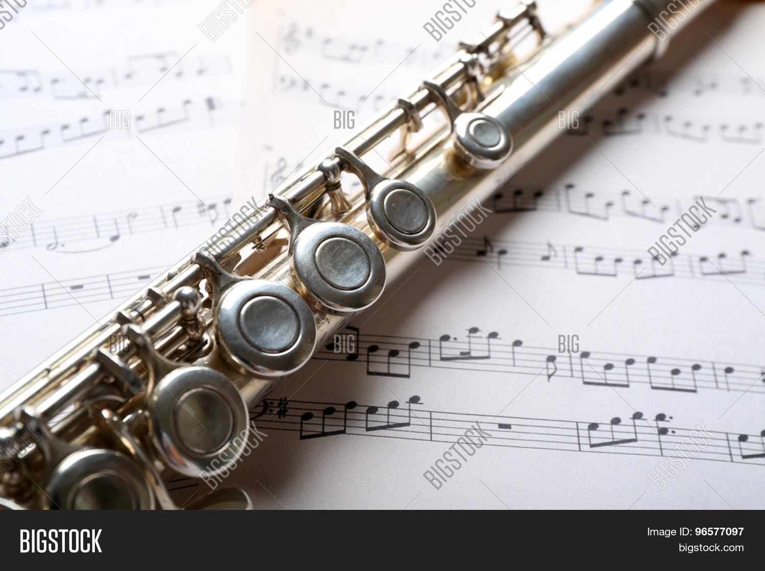 Silver Flute On Music Image & Photo (Free Trial) | Bigstock