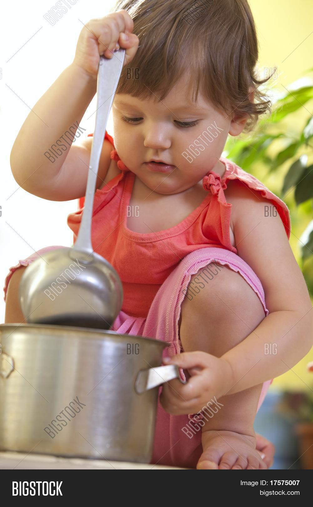 Little Girl Pan Ladle Image & Photo (Free Trial) | Bigstock
