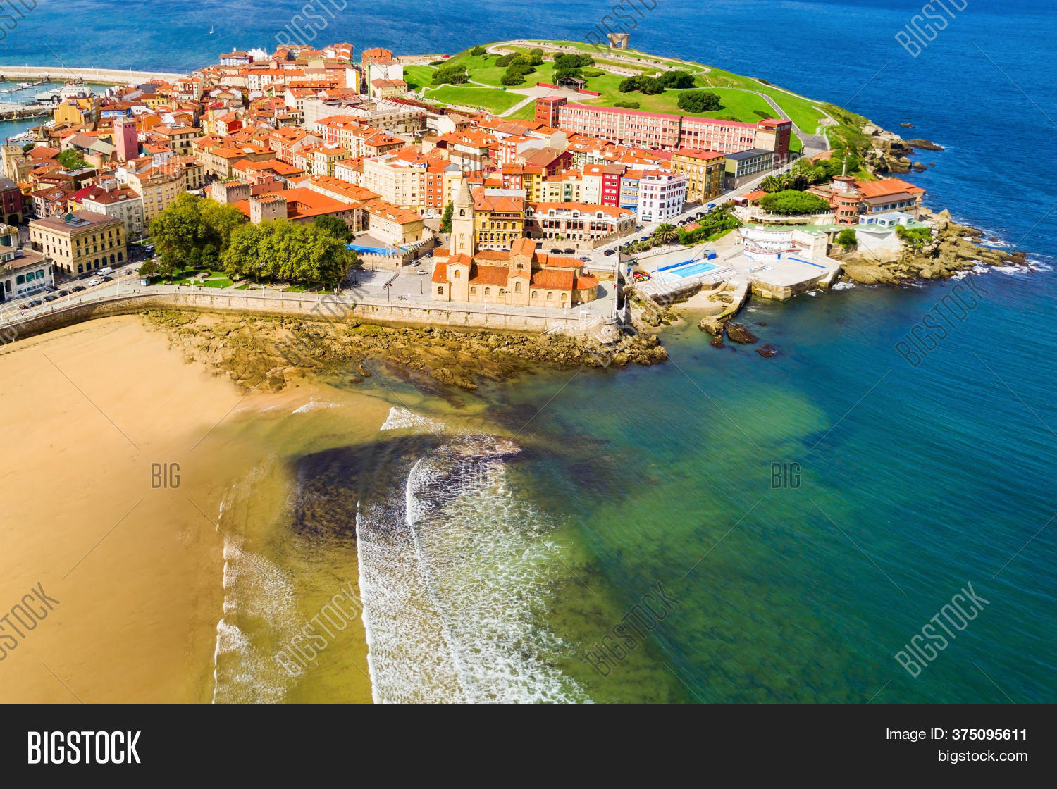 Gijon Beach Aerial Image & Photo (Free Trial) | Bigstock