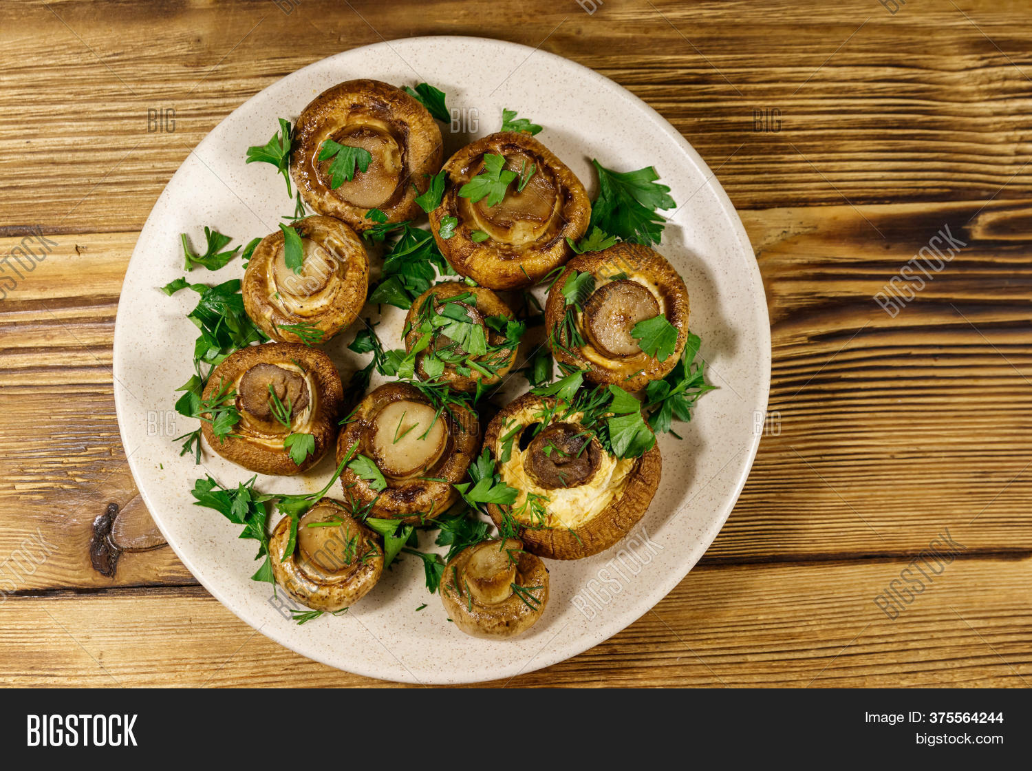 Baked Mushrooms Plate Image & Photo (Free Trial) | Bigstock