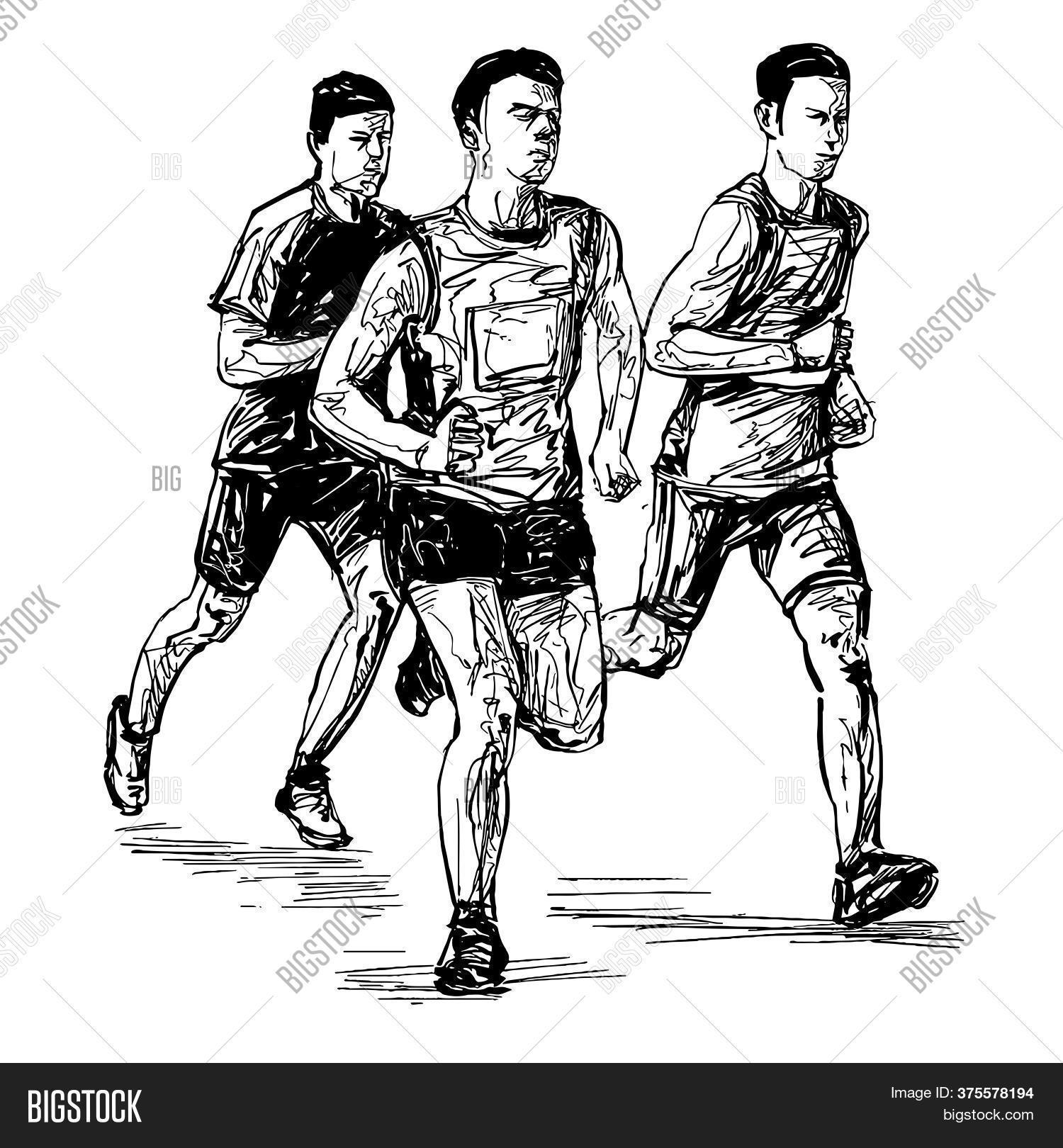 Drawing Running Vector & Photo (Free Trial) | Bigstock