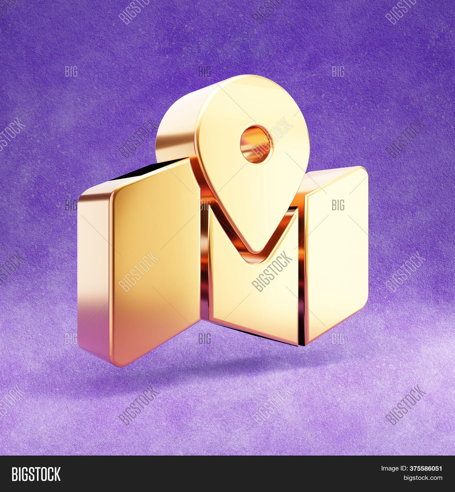 Marked Map Icon. Gold Image & Photo (Free Trial) | Bigstock