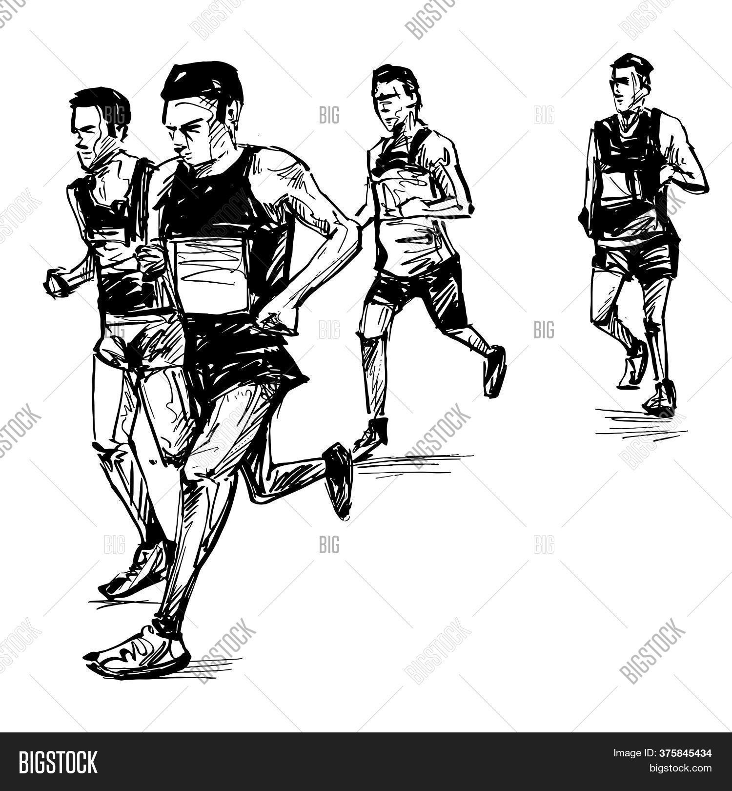Drawing Running Vector & Photo (Free Trial) | Bigstock