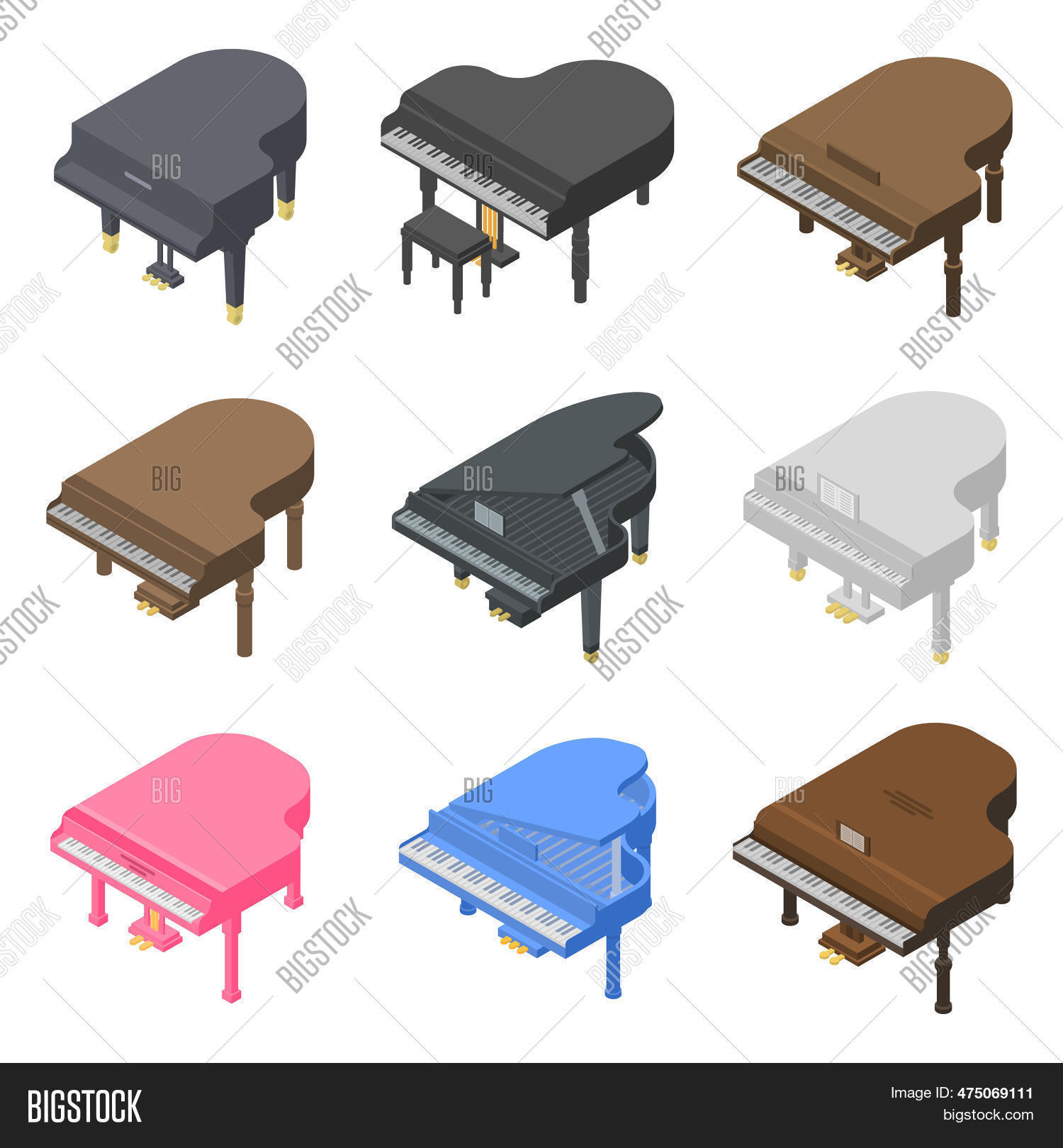 Grand Piano Icons Set Image & Photo (Free Trial) | Bigstock