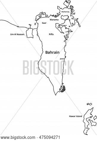 Bahrain Map Outline Vector & Photo (Free Trial) | Bigstock