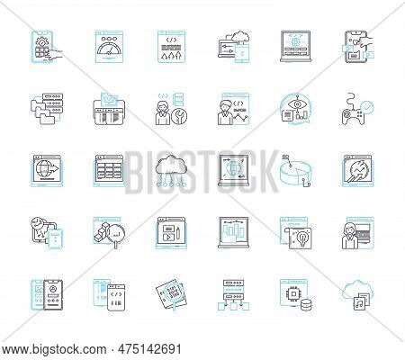 Business Intelligence Linear Icons Set. Analytics, Big Data, Dashboards ...